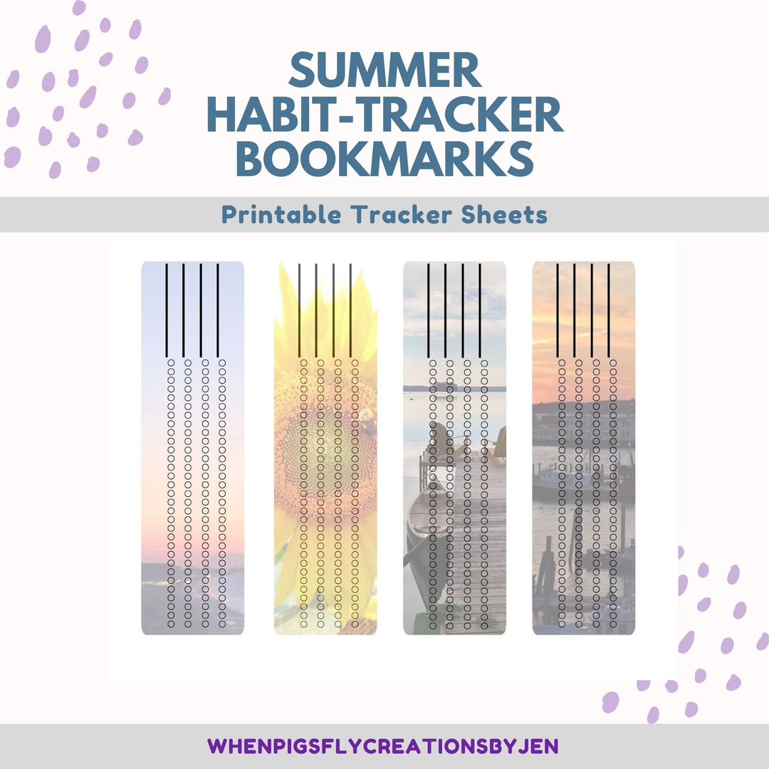 Summer Habit Tracker Bookmark Printable for Your Planner, Bullet ...