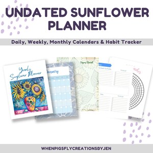 Undated Sunflower Planner: Printable Daily, Weekly, Monthly Spreads ...