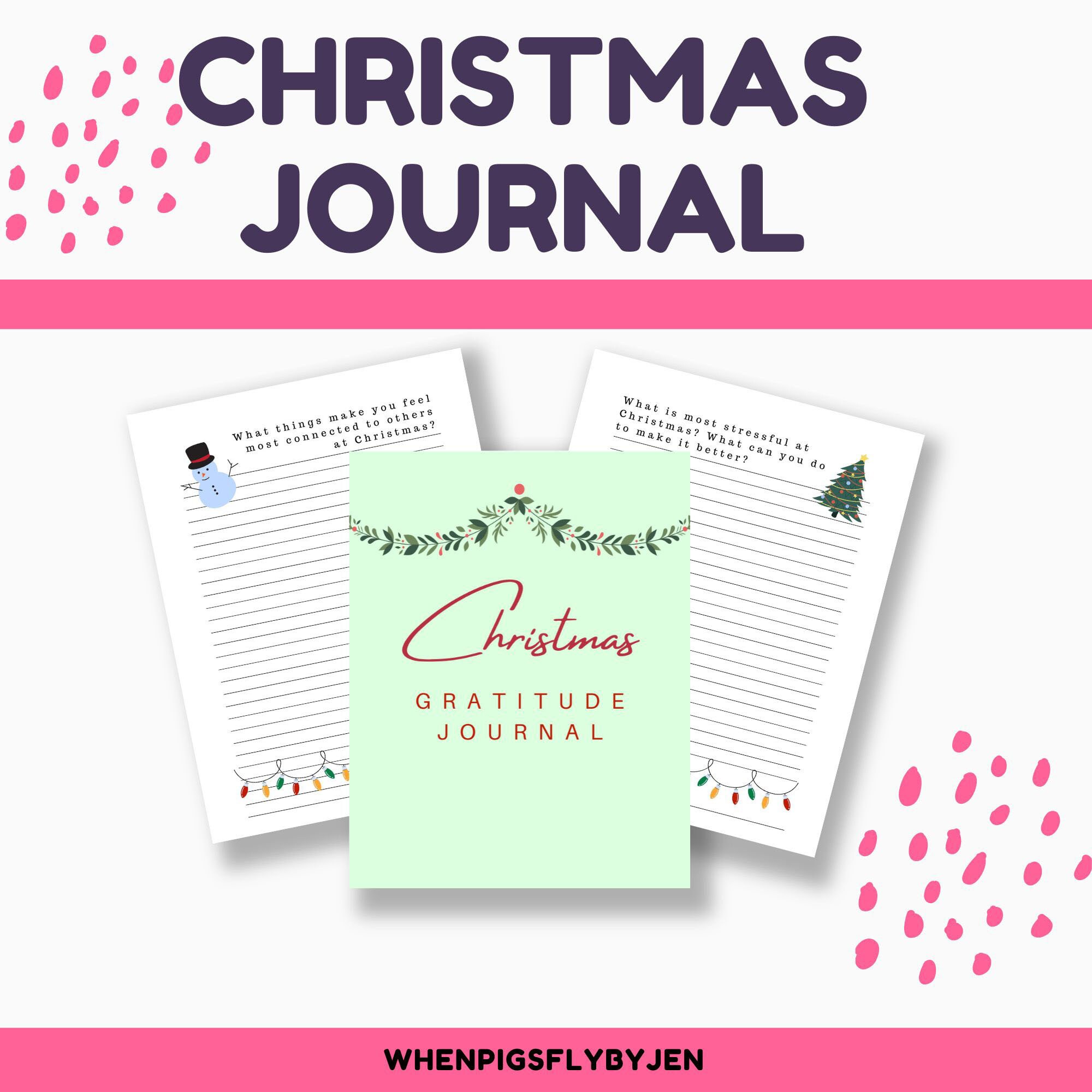 Printable Christmas Gratitude Journal Holiday Reflections Digital ...