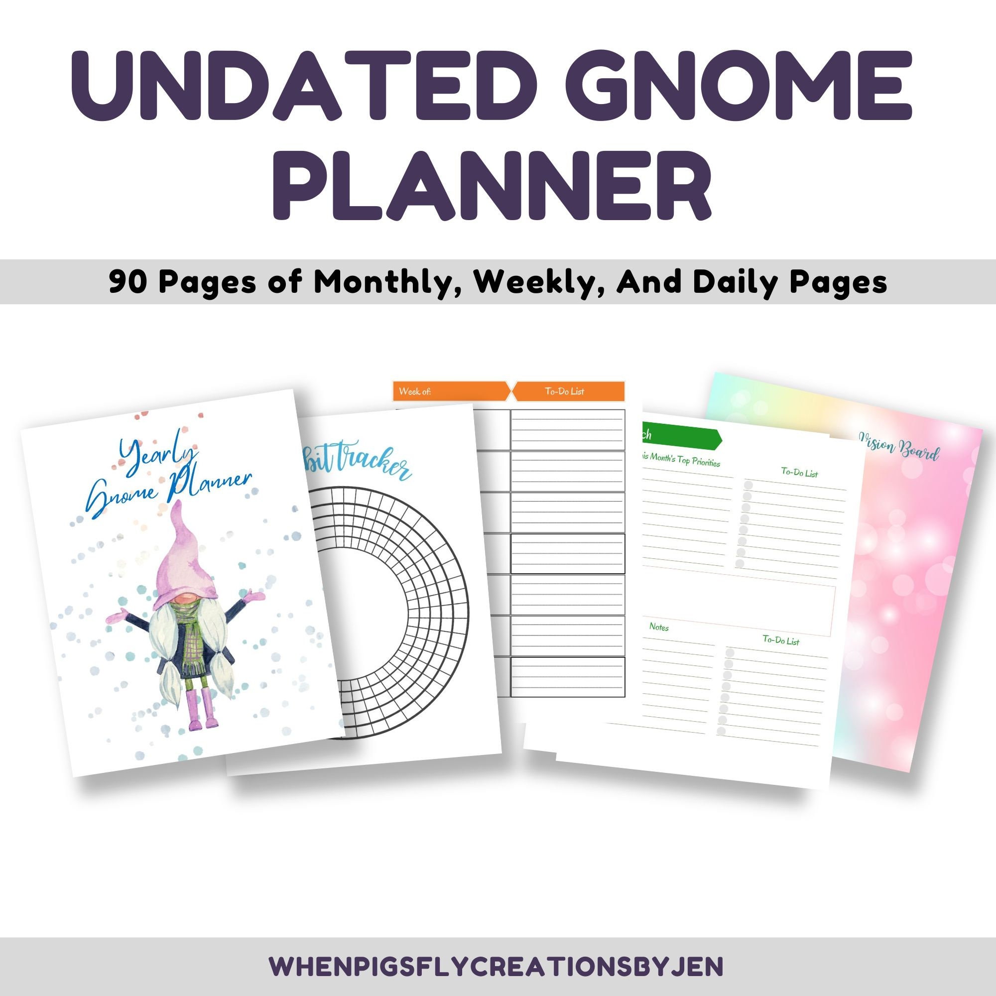 Whimsical Undated Gnome Planner - Printable, Organize Your Life With A ...
