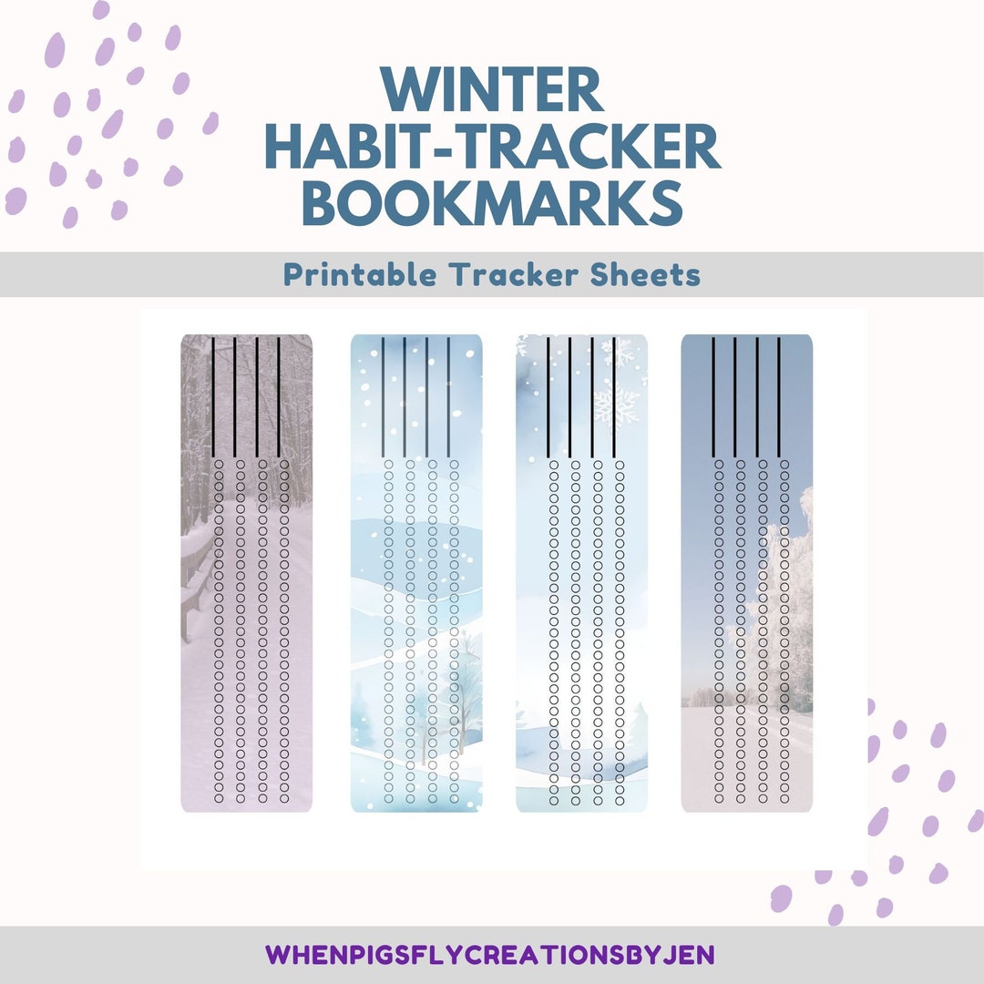 Winter Habit Tracker Bookmark Printable - for Your Planner, Bullet ...