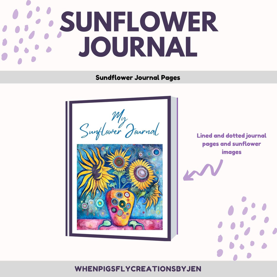 Funky Sunflower Printable Journal - Perfect Diary or Gratitude Journal ...