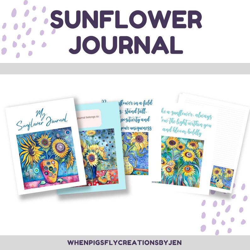 Funky Sunflower Printable Journal - Perfect Diary or Gratitude Journal ...