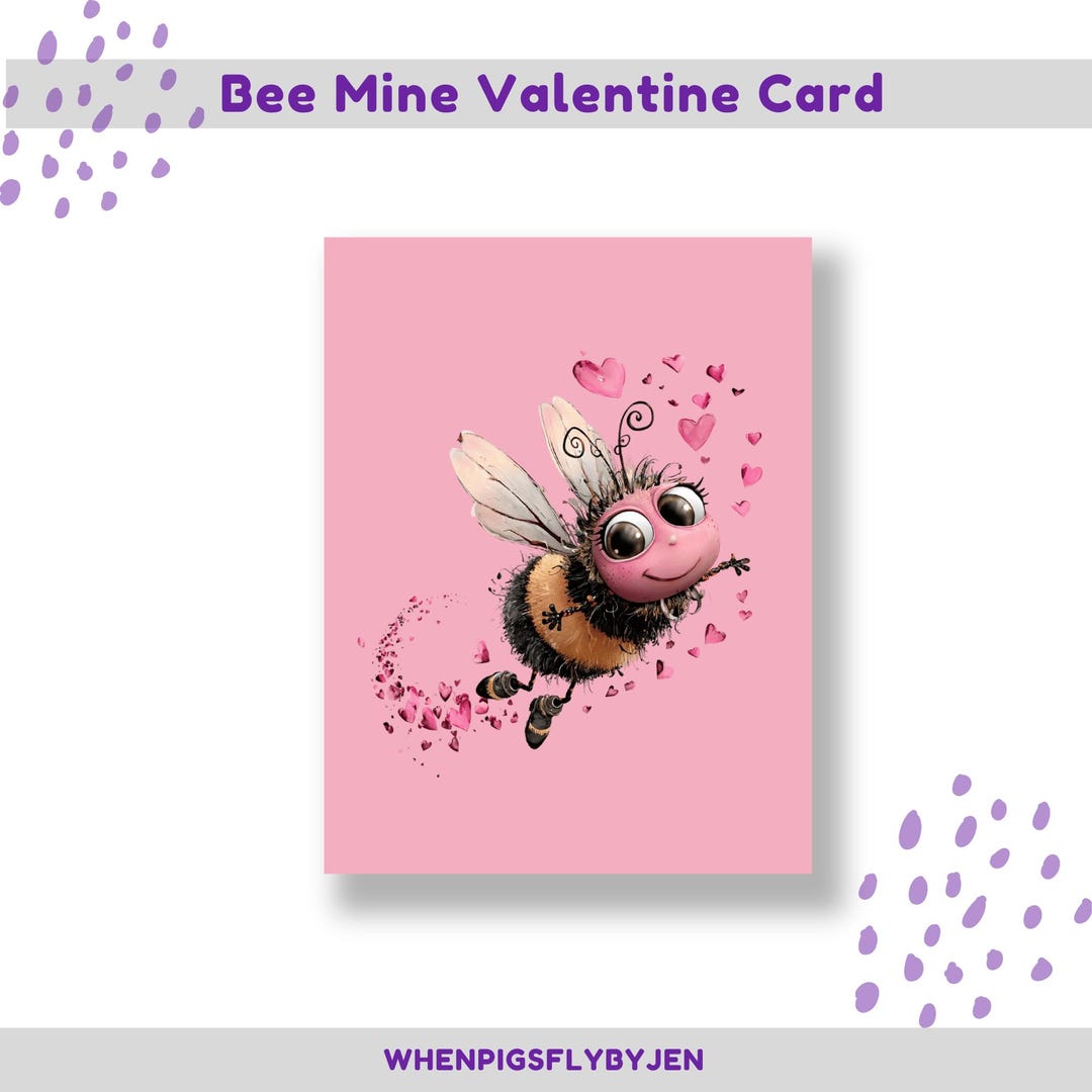 Cute Bee Mine Valentine Card| Printable | Digital Download - Etsy