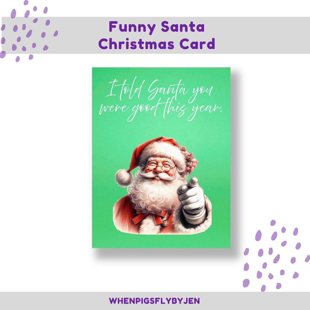Funny Santa Christmas Card| Printable | Digital Download - Etsy