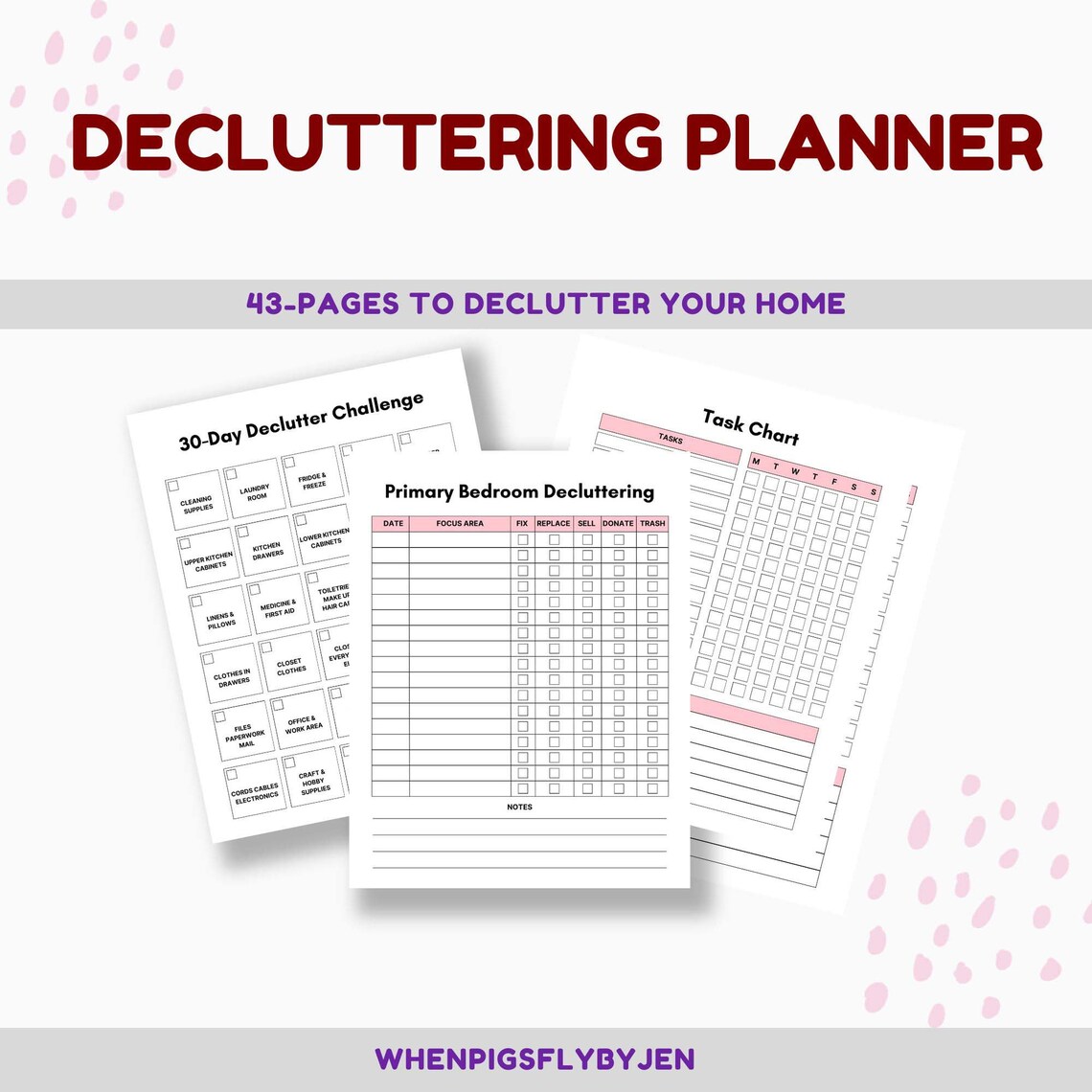 Decluttering Planner Digital Download, Printable Declutter Challenge ...