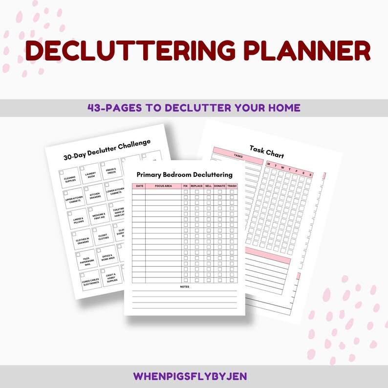 Decluttering Planner Digital Download, Printable Declutter Challenge, Seasonal Cleaning Guide - Etsy