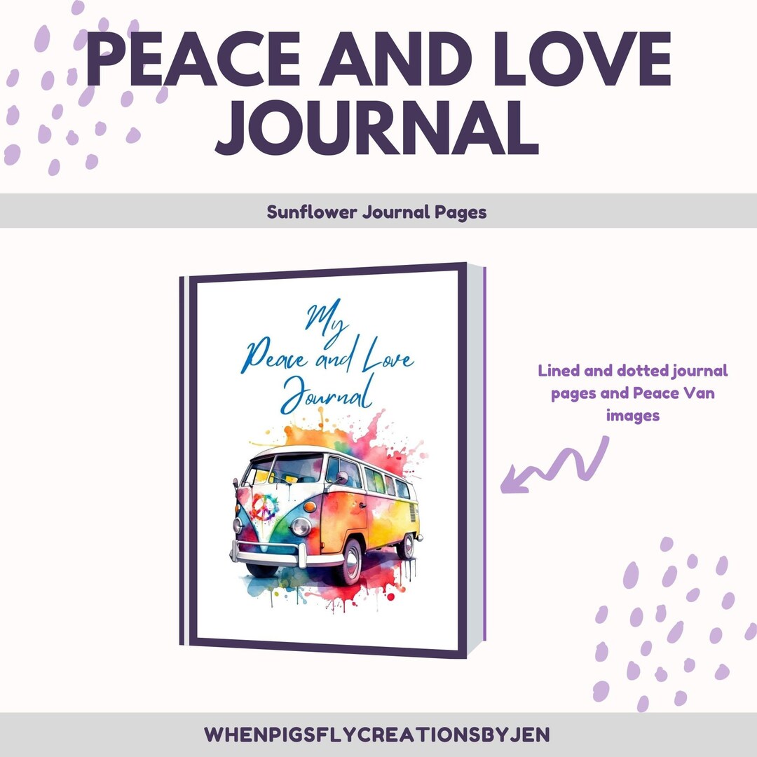 Funky Love and Peace Printable Journal | Perfect Diary or Gratitude ...