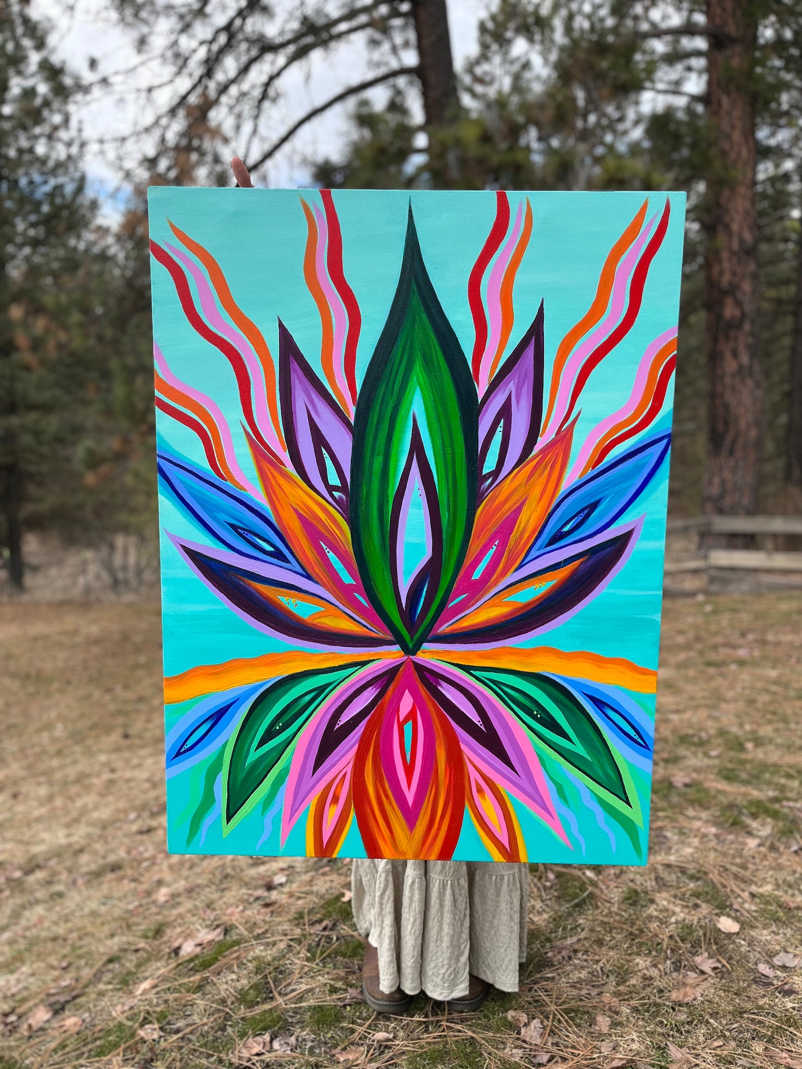 Psychedelic Lotus Flower Acrylic Painting: Third Eye Expressionist ...