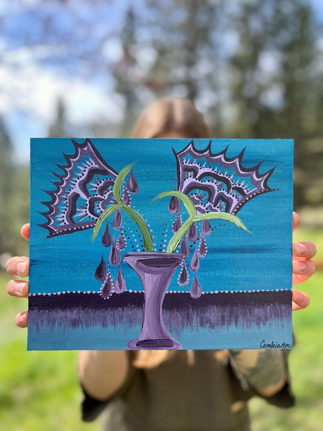 Mandala Floral Vase Painting: Original Expressionist Acrylic Art (8x10 ...