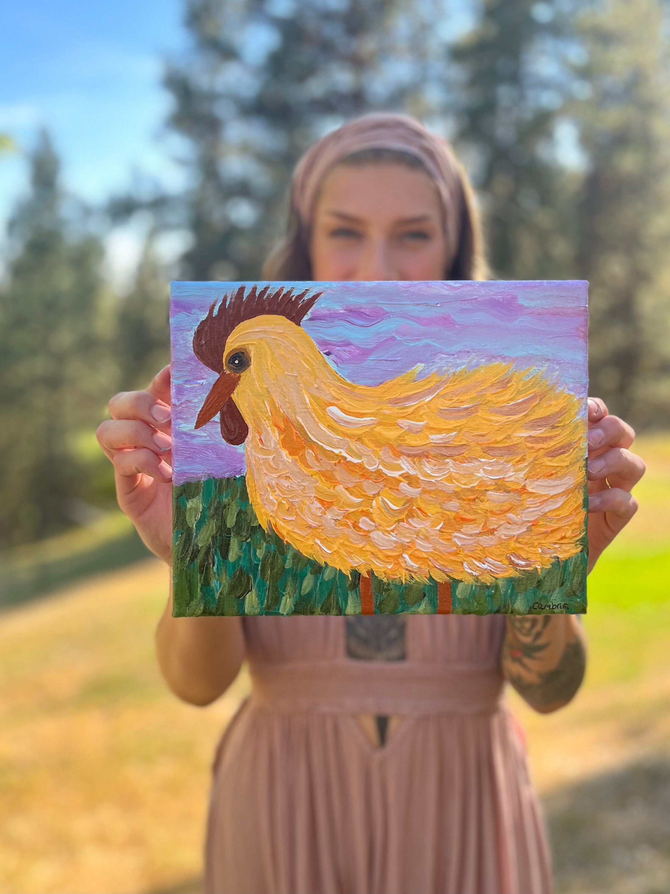 Original Acrylic Painting on Canvas Farm Chicken Acrylic on Stretched ...