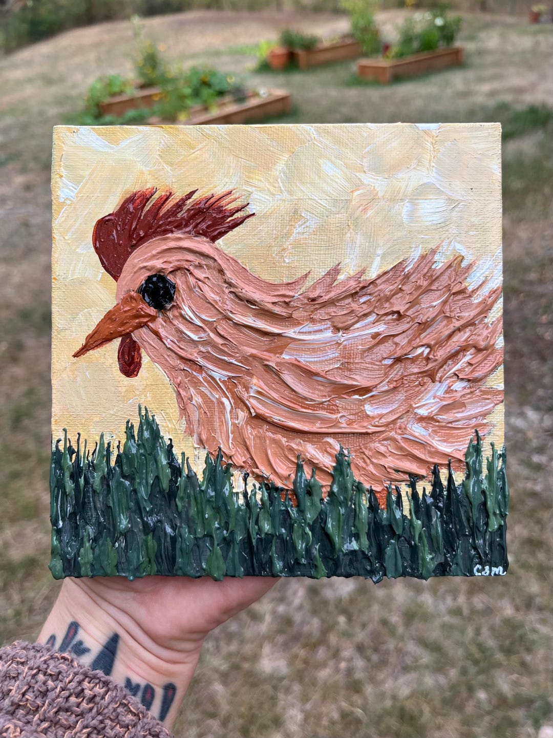 3D Art | Chicken Painting | Texture Art | Original Acrylic Painting on ...