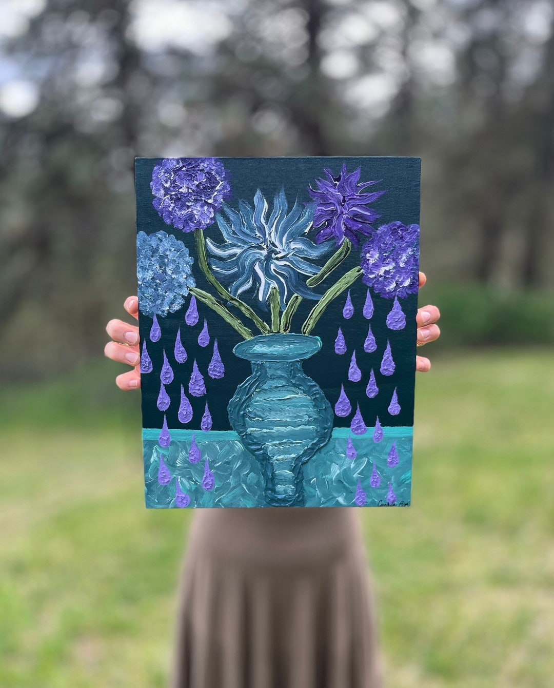 Original Tactile Acrylic Painting on Canvas Super Textured Floral ...