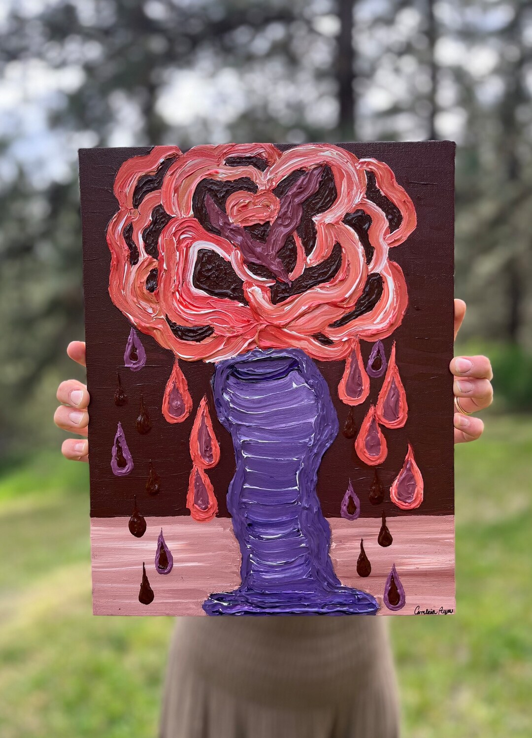 Original Textured Rose Painting: Tactile Acrylic Floral Art - Etsy