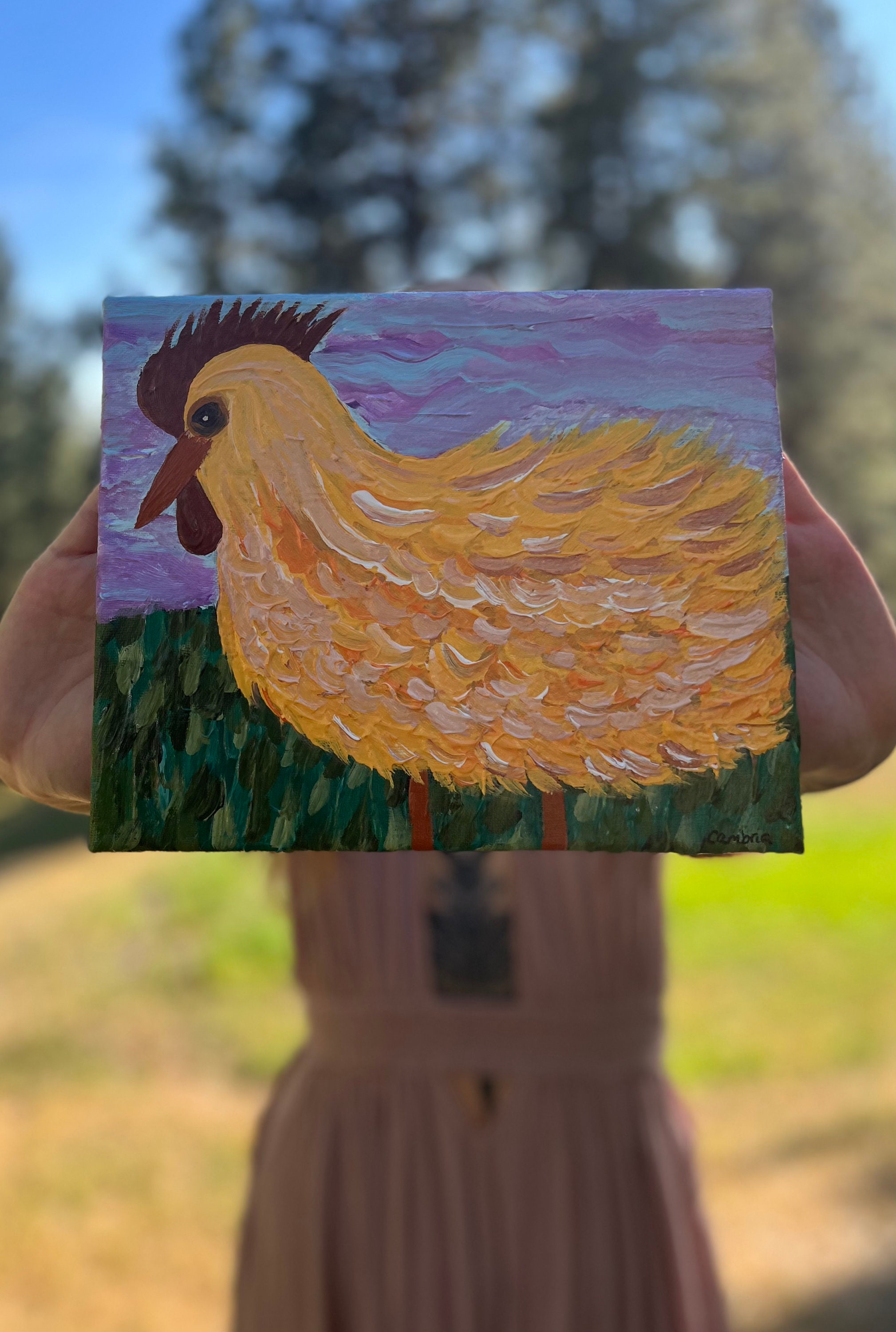 Original Acrylic Painting on Canvas Farm Chicken Acrylic on Stretched ...