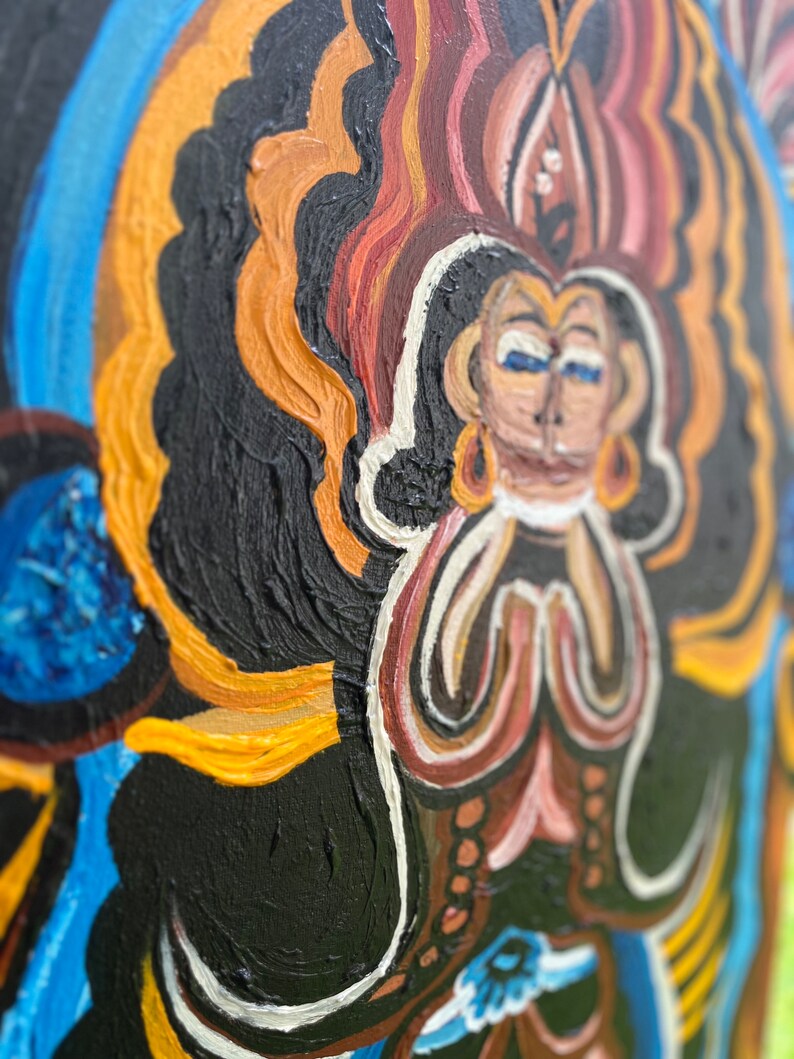 Lord Hanuman Chalisa Original Acrylic Textured Painting on Canvas Folk ...