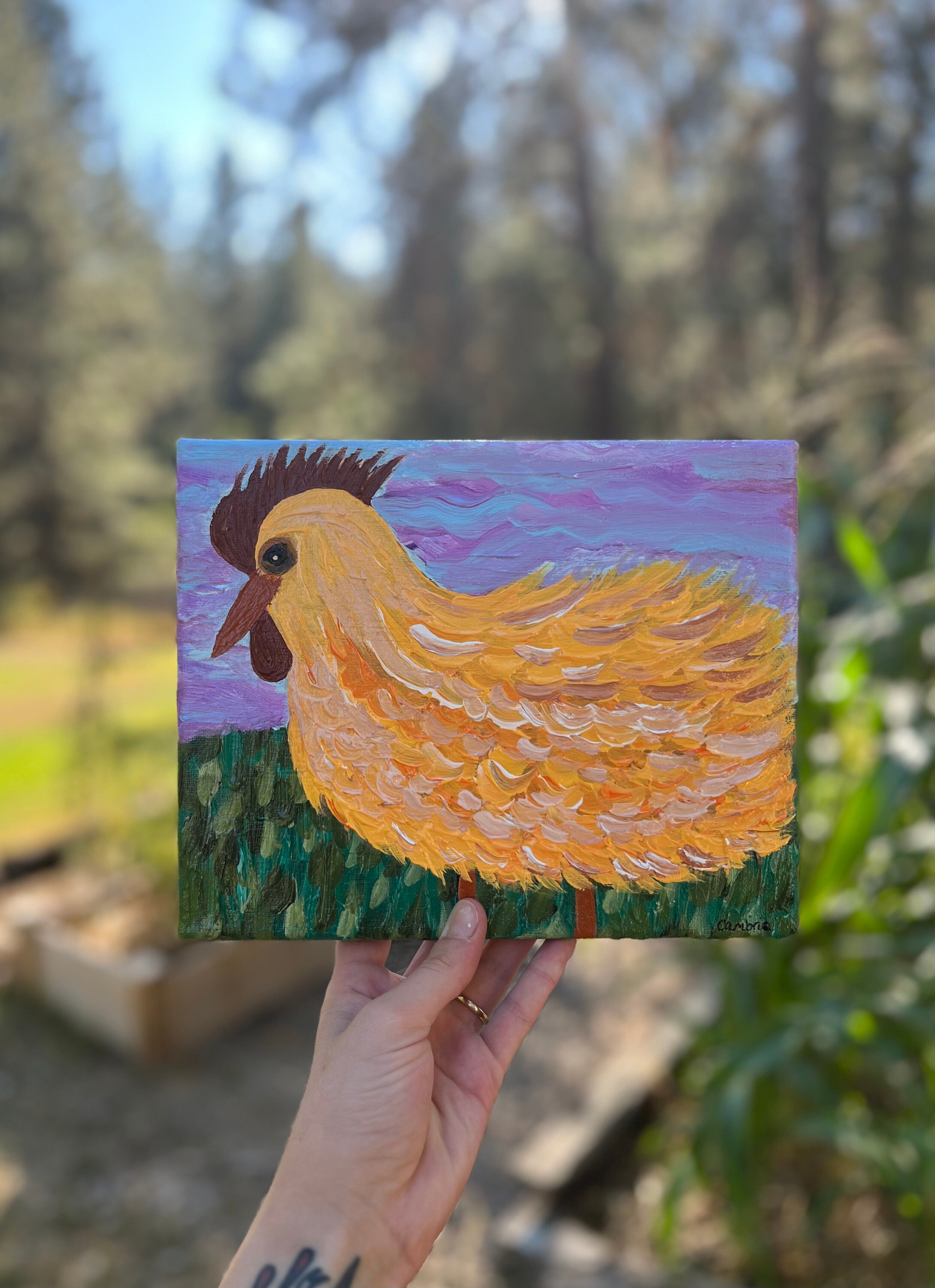Original Acrylic Painting on Canvas Farm Chicken Acrylic on Stretched ...