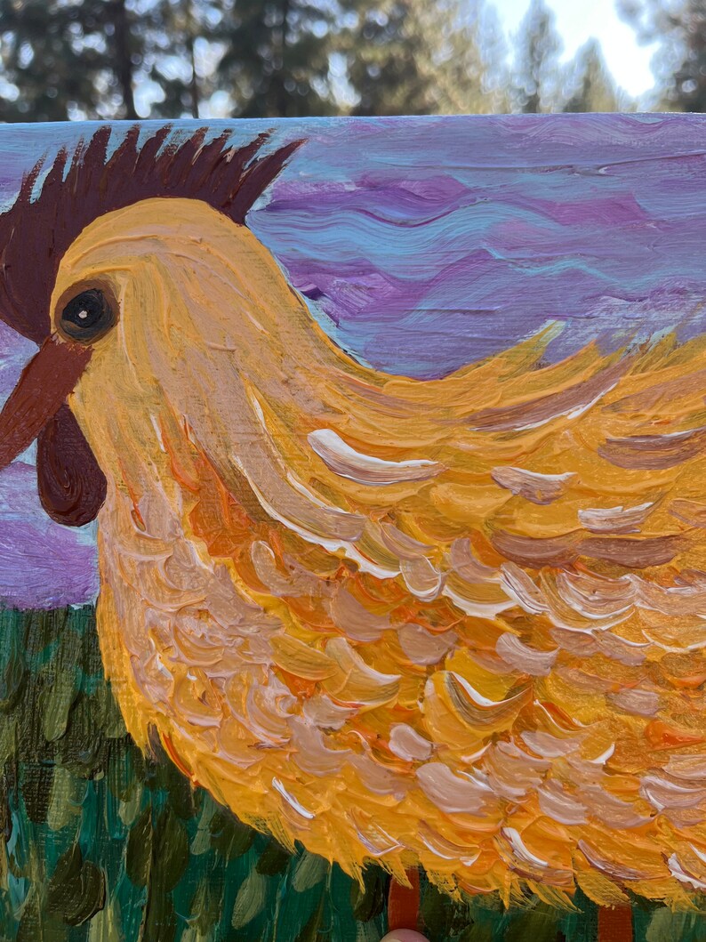 Original Acrylic Painting on Canvas Farm Chicken Acrylic on Stretched ...