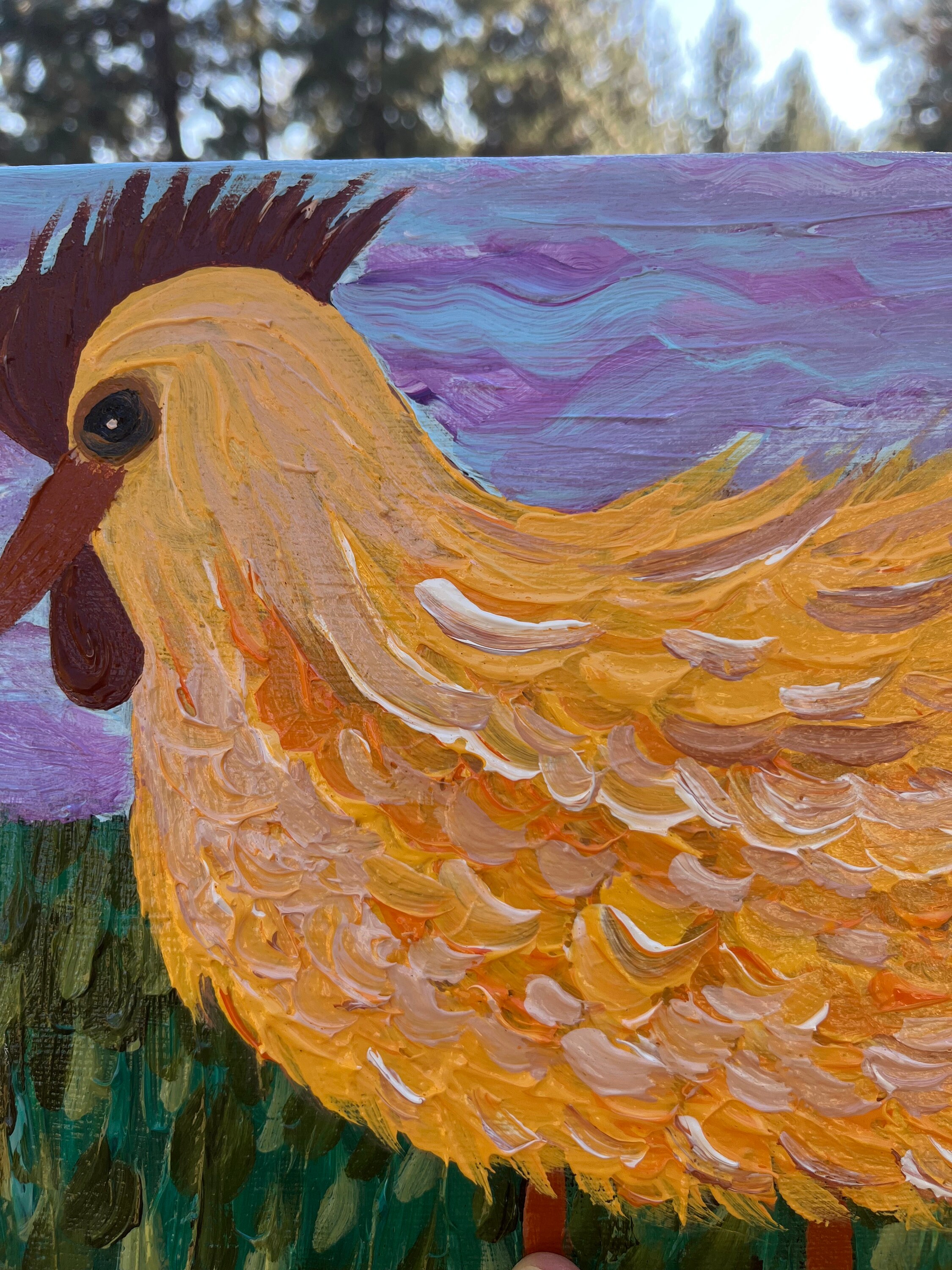 Original Acrylic Painting on Canvas Farm Chicken Acrylic on Stretched ...