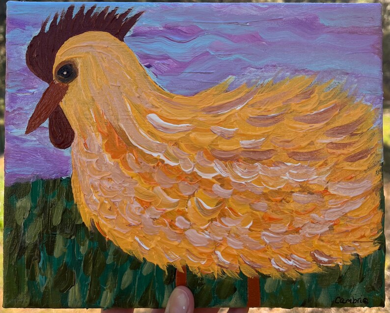 Original Acrylic Painting on Canvas Farm Chicken Acrylic on Stretched ...