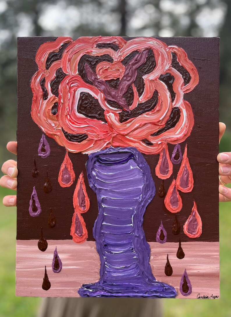 Original Textured Rose Painting: Tactile Acrylic Floral Art - Etsy