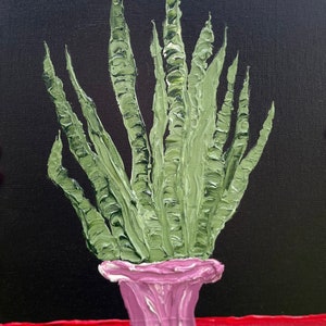Textured Snake Plant Painting: Original Acrylic Art on Canvas (9x12 ...