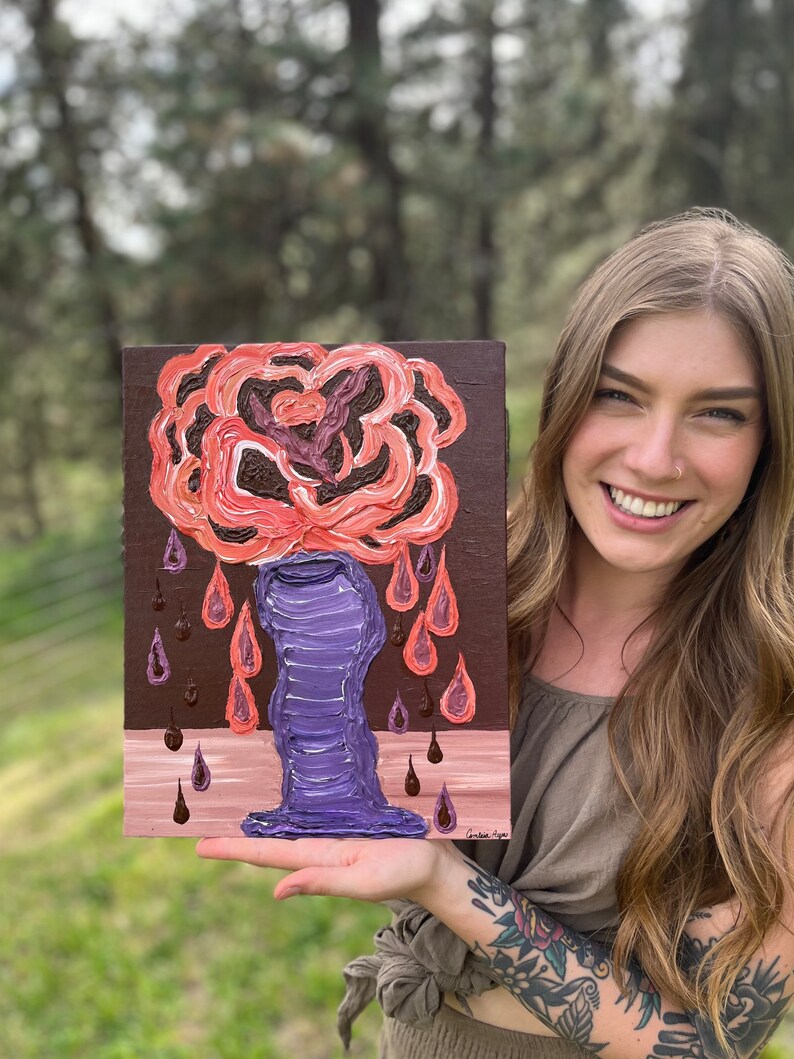 Original Textured Rose Painting: Tactile Acrylic Floral Art - Etsy