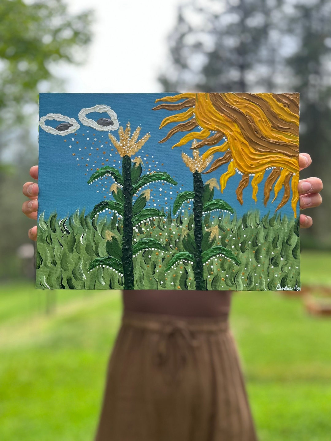 Corn Stalks | Original Textured Acrylic Painting on Canvas ...