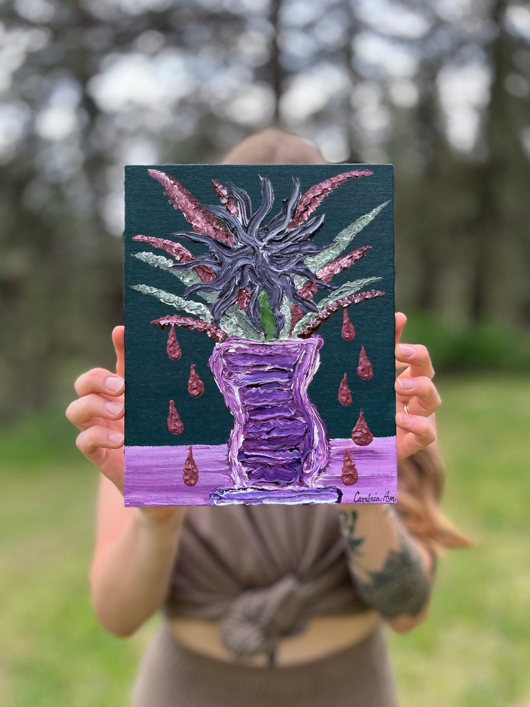 3D Flower Vase | Floral Texture Art | Tactile Art | Original Acrylic ...