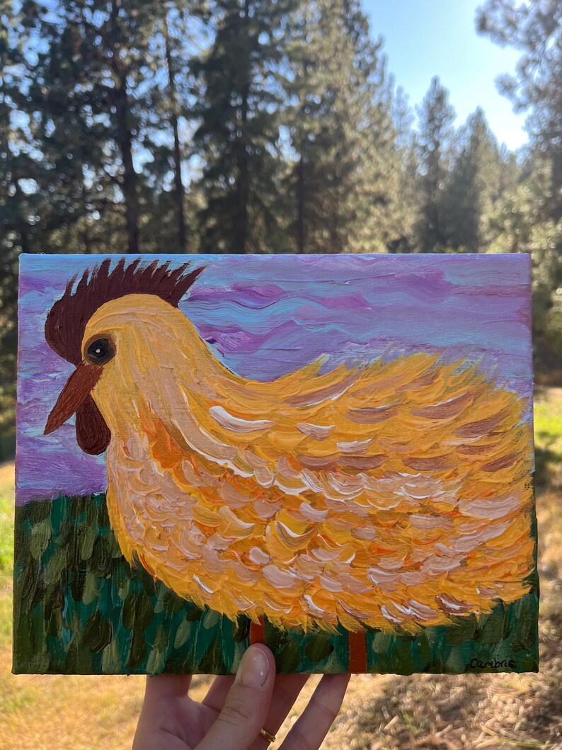 Original Acrylic Painting on Canvas Farm Chicken Acrylic on Stretched ...