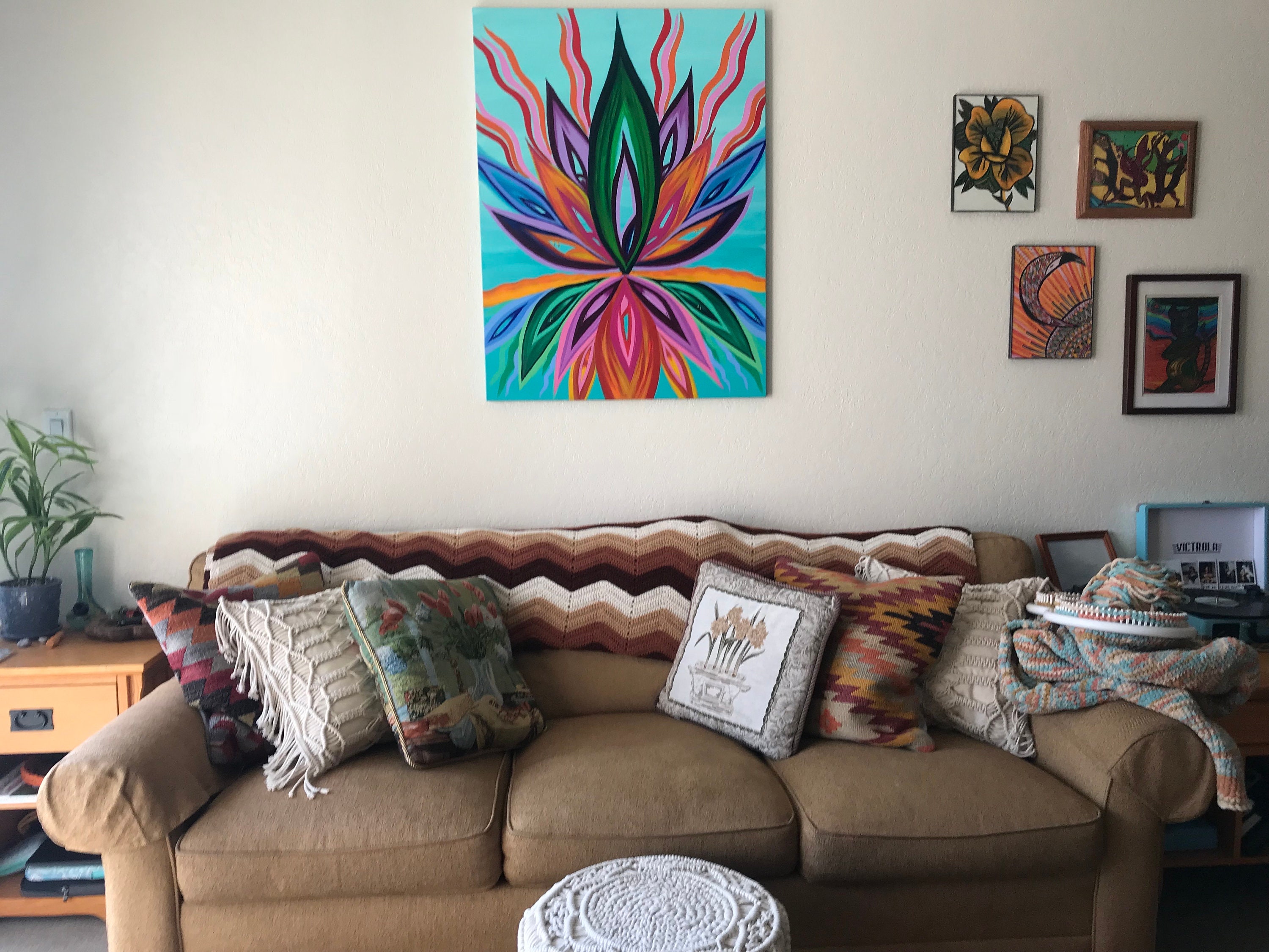 Psychedelic Lotus Flower Original Acrylic Painting on Canvas Original ...