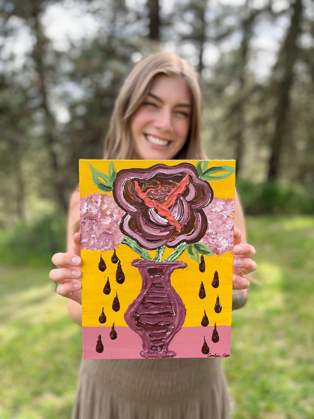 Original Acrylic Tactile Painting on Canvas Super Textured Floral ...