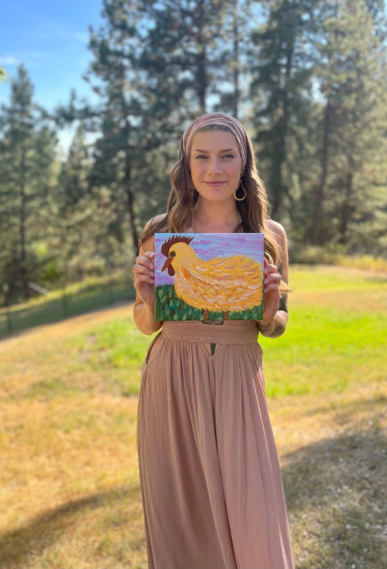 Original Acrylic Painting on Canvas Farm Chicken Acrylic on Stretched ...