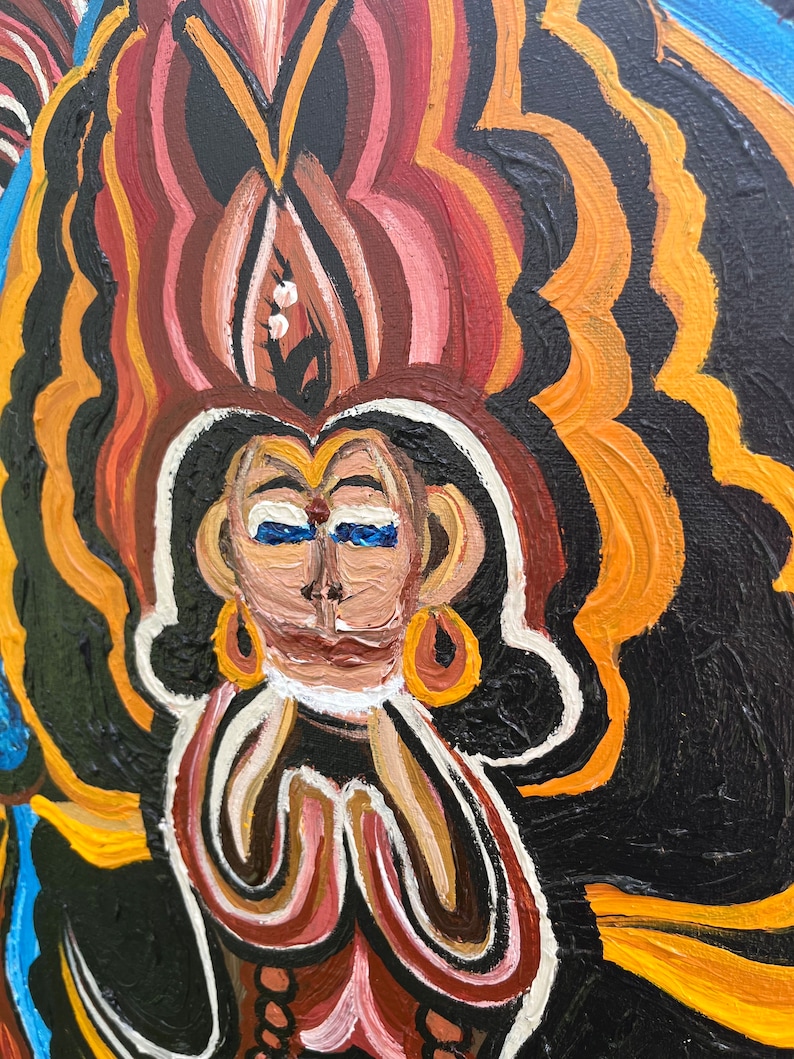 Lord Hanuman Chalisa Original Acrylic Textured Painting on Canvas Folk ...