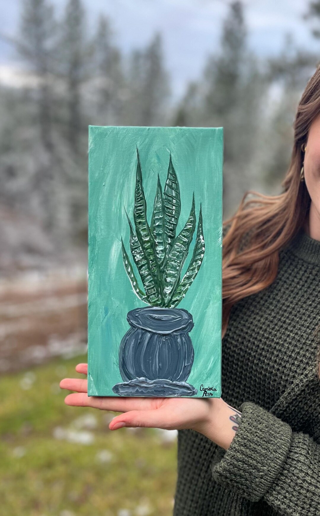 Snake Plant Painting: Original Acrylic Texture Art on Canvas - Etsy