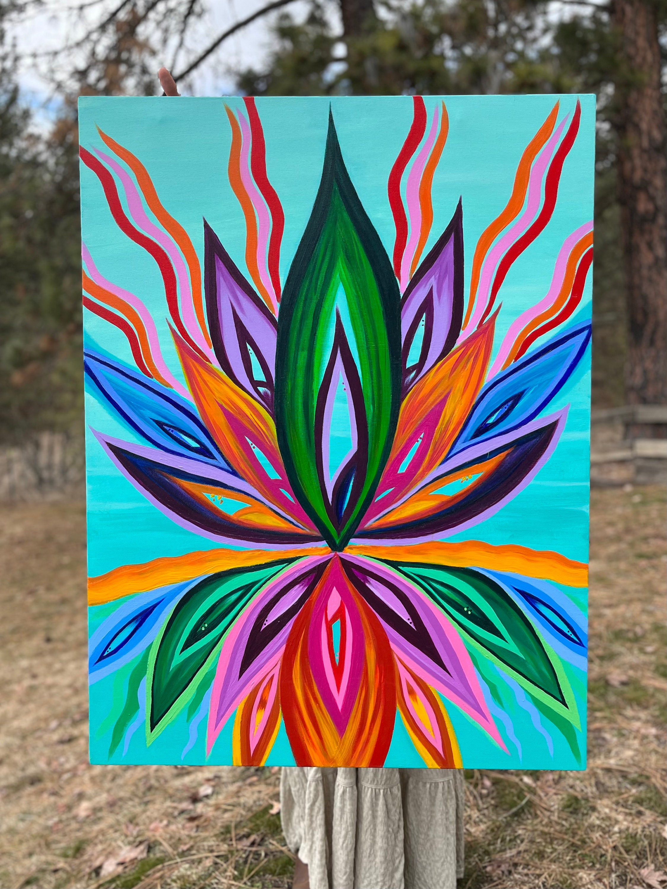 Psychedelic Lotus Flower Original Acrylic Painting on Canvas Original ...