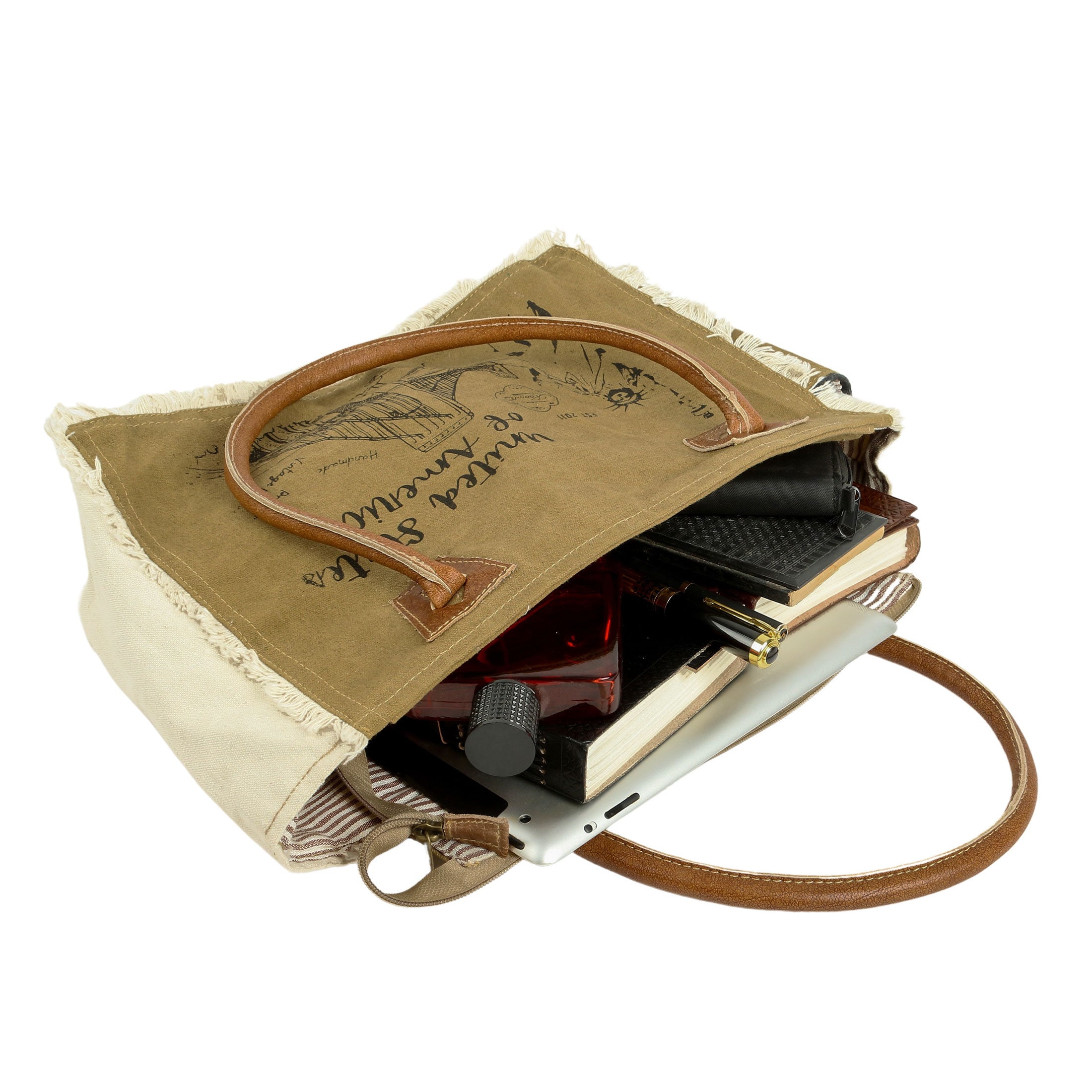 Upcycled Canvas & Leather Tote, Boho Shoulder Satchel, Large Travel ...