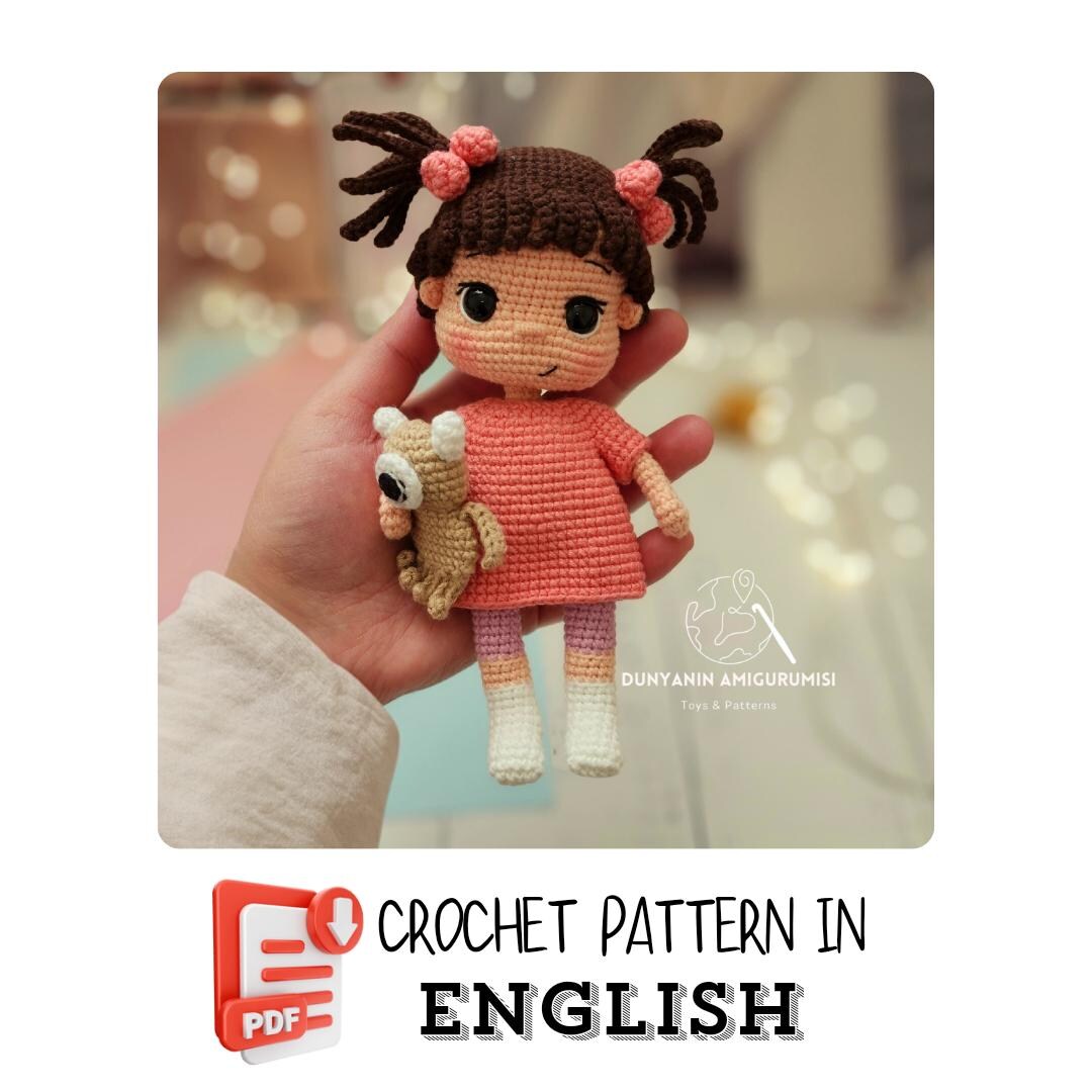 Crochet English PDF Pattern Boo Doll With Piggy Tail, Amigurumi ...