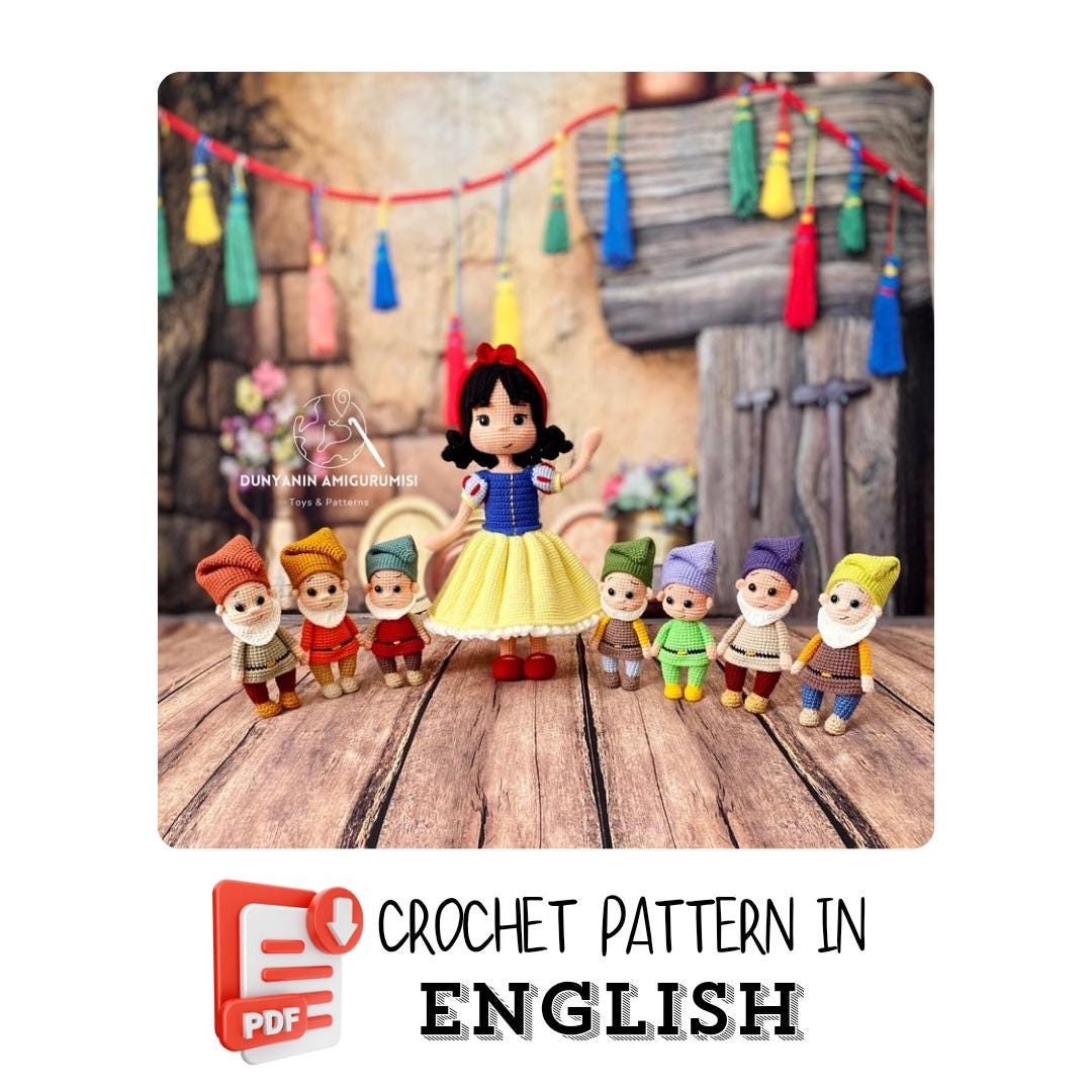 Crochet English PDF (2 in 1 Bundle) Snow White and the 7 Dwarfs ...