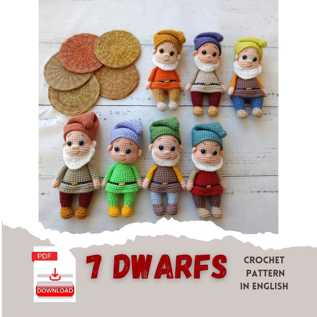 Crochet English PDF Pattern 7 Dwarfs, Seven Dwarfs, Amigurumi, Handmade ...