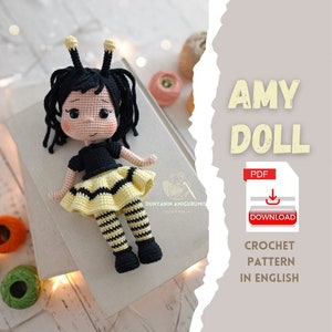 Crochet English PDF Pattern Amy Doll Bee Girl Amigurumi - Etsy