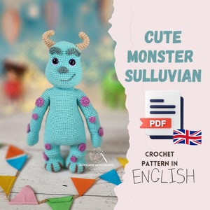 Crochet English PDF Pattern Cute Monster Sullivan Amigurumi, Handmade ...