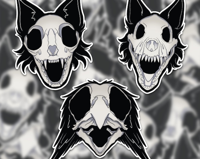 Dancing Wolf Skeleton Sticker - Clear Sticker, Transparent Background ...