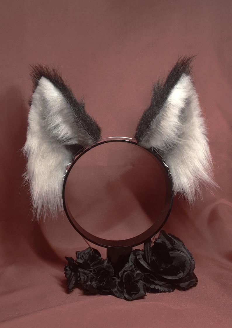 Custom Black and White Furry Ears, Cat, Wolf, Puppy, Raccoon, Realistic ...
