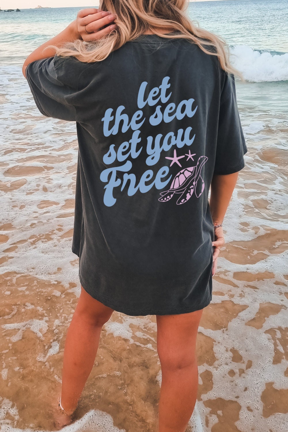 Sea Turtle Shirt Ocean Tshirt Oversized Beach Tee Sea Life Shirt Beach ...
