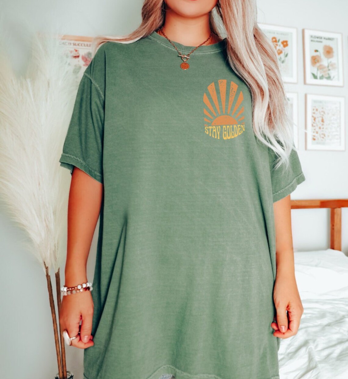 Stay Golden Shirt Boho Graphic Tshirt Golden Sun Tee Abstract Retro Sun ...