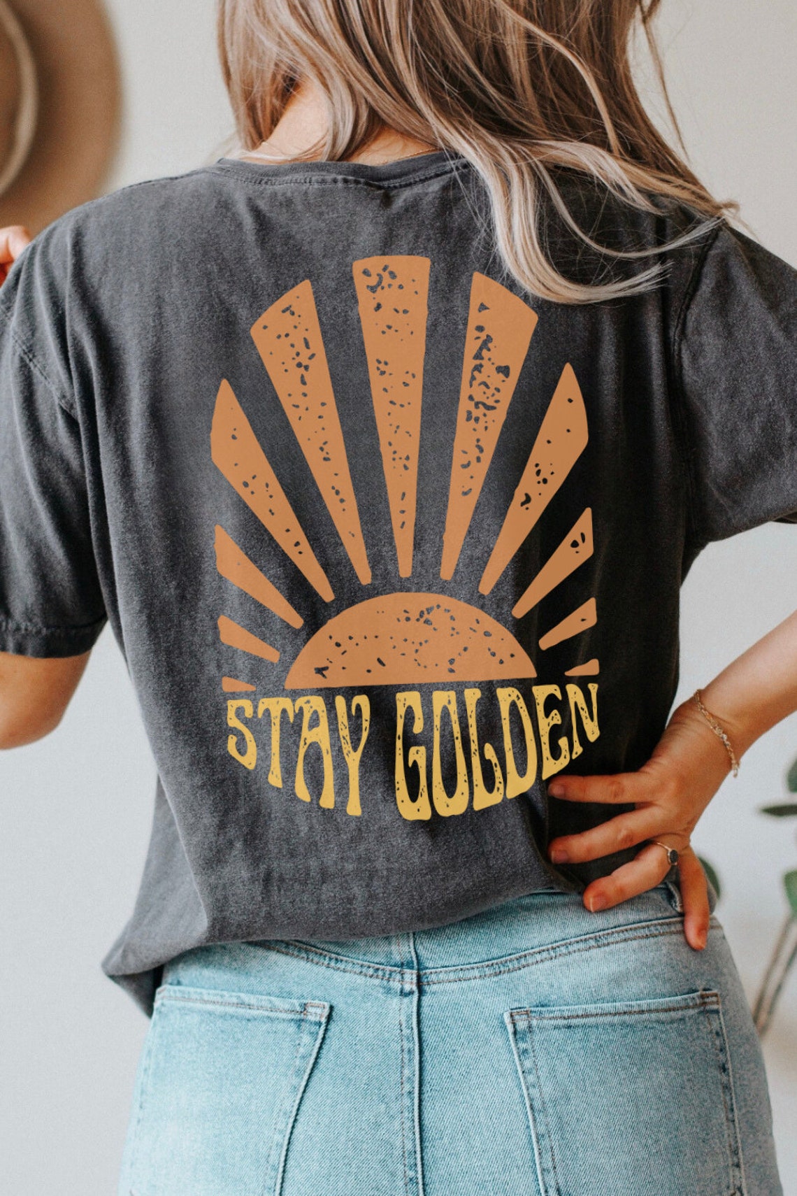 Stay Golden Shirt Boho Graphic Tshirt Golden Sun Tee Abstract Retro Sun ...