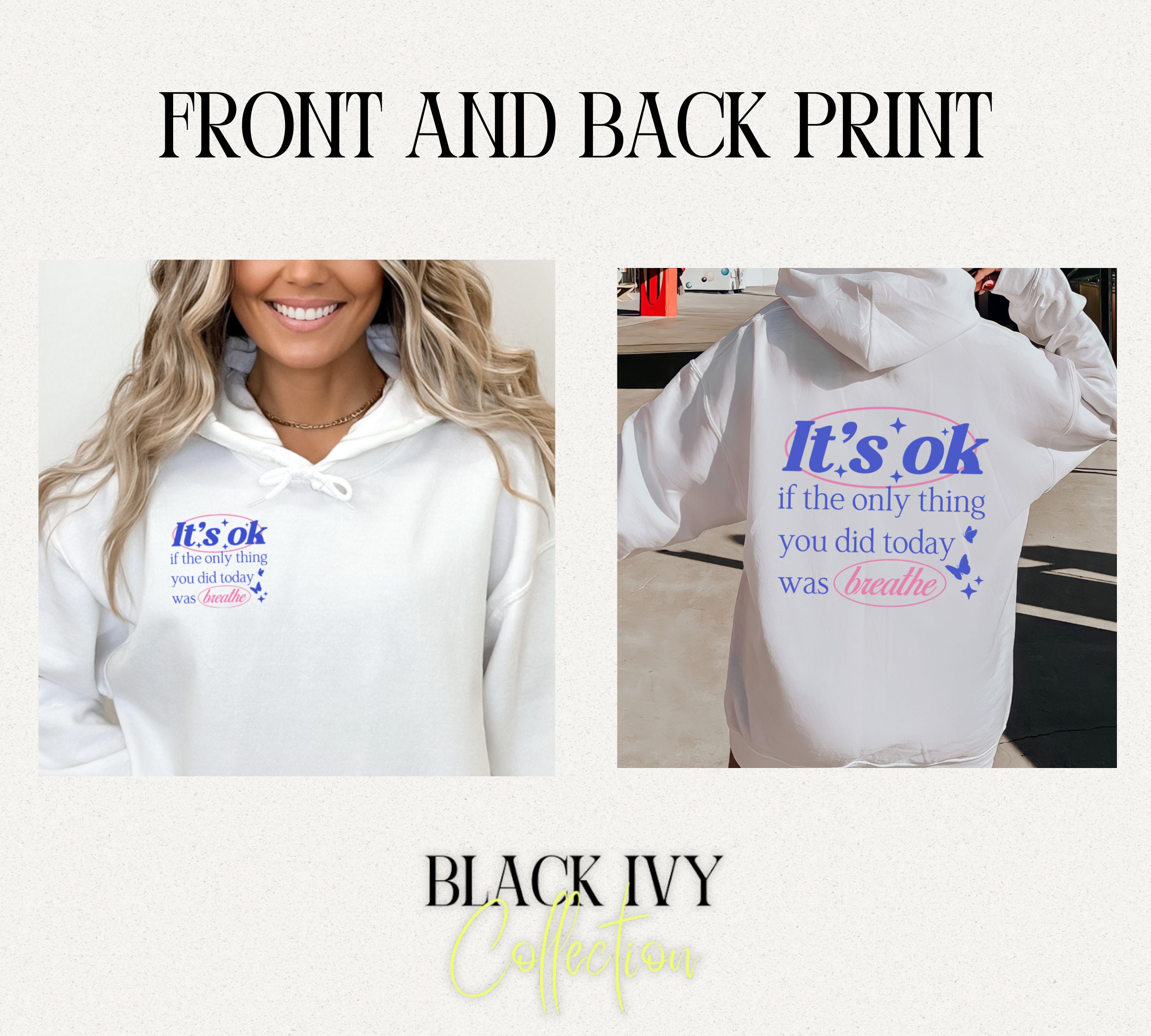 Positive Message Oversized Hoodie Mental Health Awareness Pullover ...