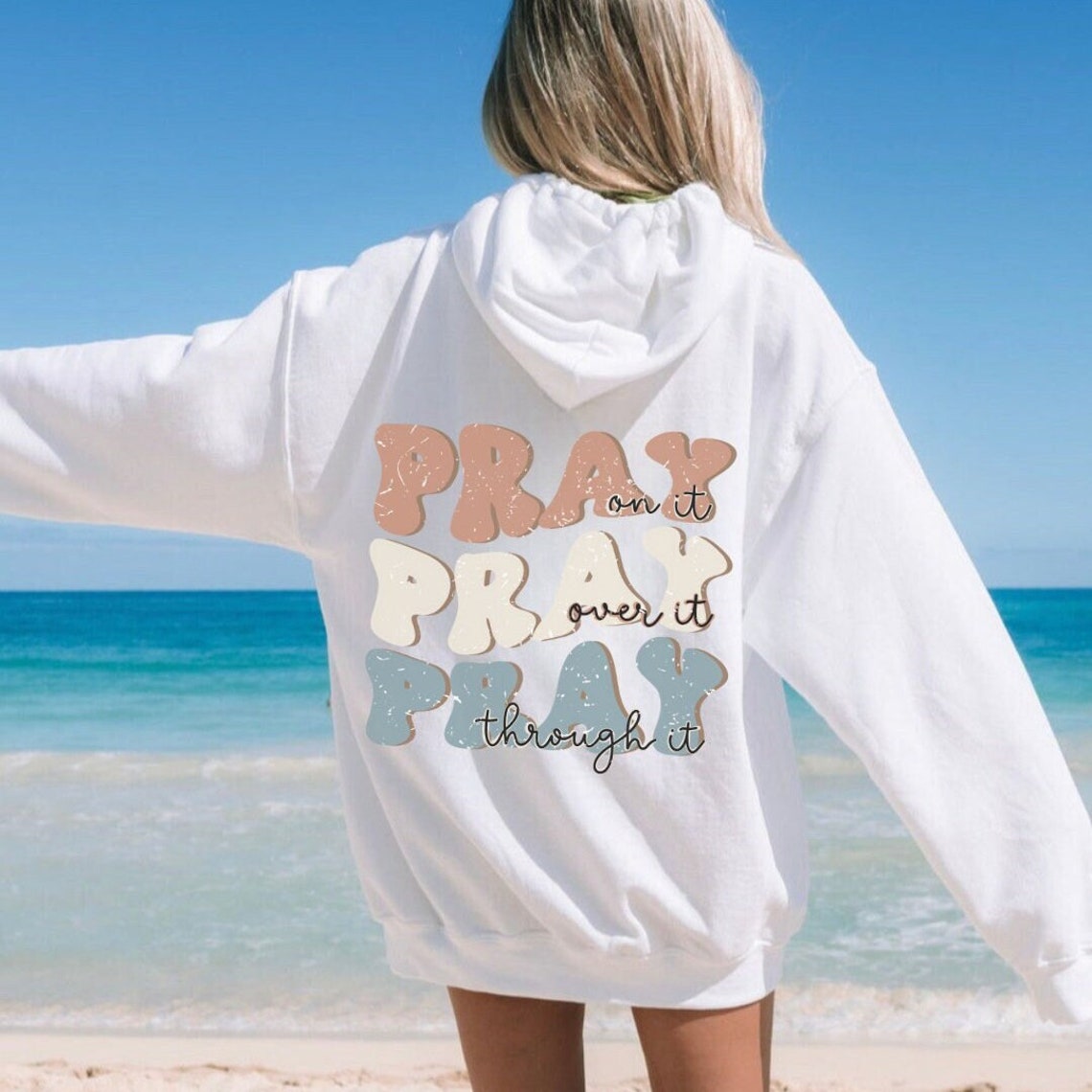 Trendy Christian Hoodie Women's Religious Sweatshirt Pray on It Sweater ...