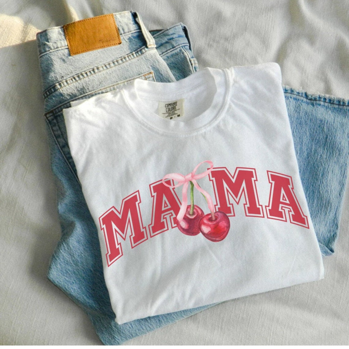 Coquette Mama Shirt Cherry Bow Aesthetic Trendy Oversized Mama Tee Gift ...